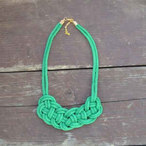 Green Necklace- Green Rope Necklace- Knot Necklace- Rope Jewelry- Bib ...