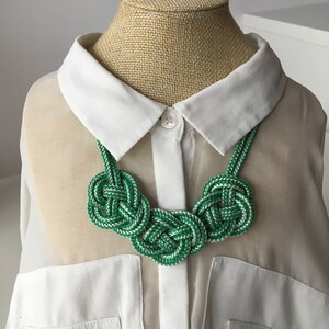 Rope Knotted Necklace- Green Necklace- Rope Necklace- Knot Necklace ...