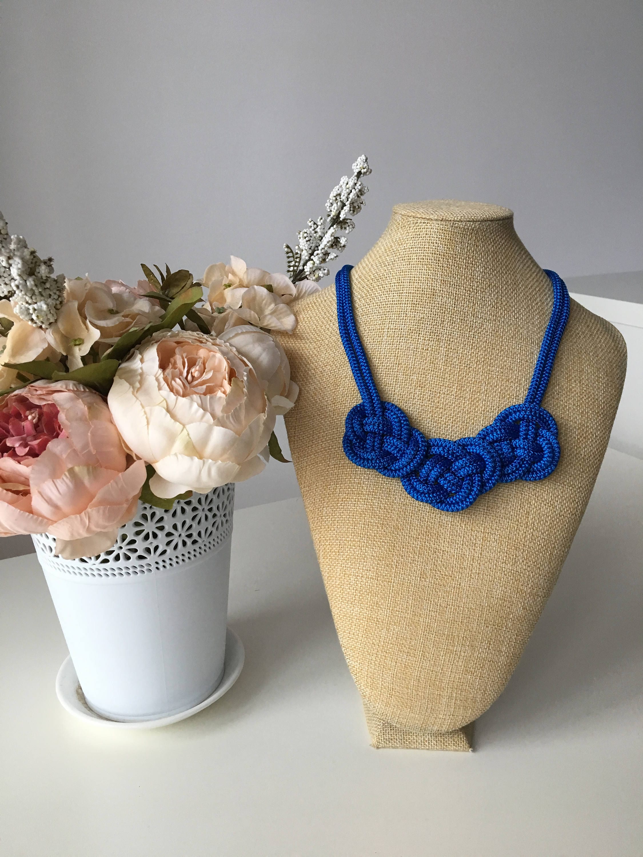 Blue Rope Necklace- Knot Necklace- Nautical Necklace- Sailor Knot ...