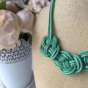 Rope Knotted Necklace- Green Necklace- Rope Necklace- Knot Necklace ...