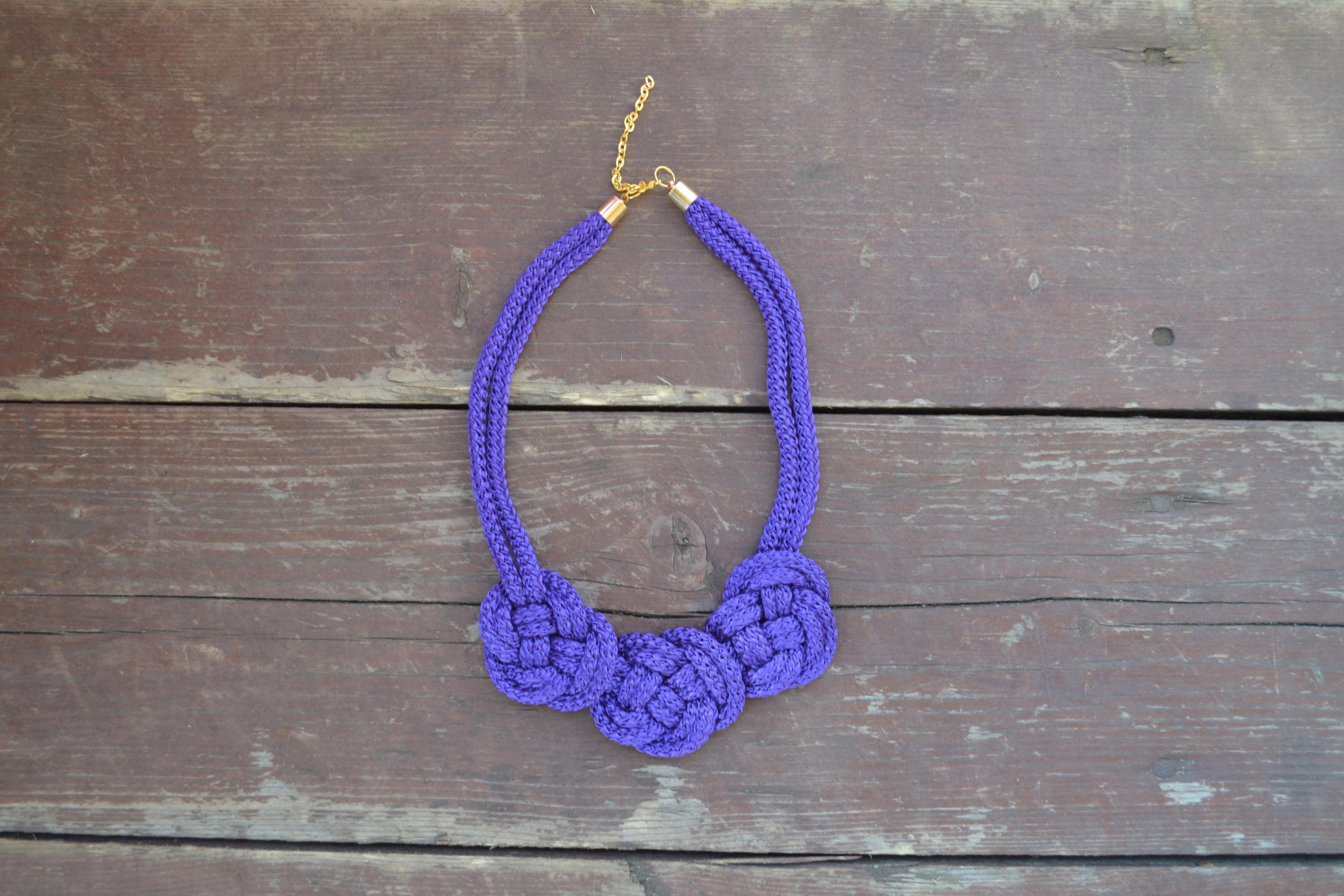 Purple Nautical Necklace Rope Knot Necklace Crochet Necklace Knotted ...