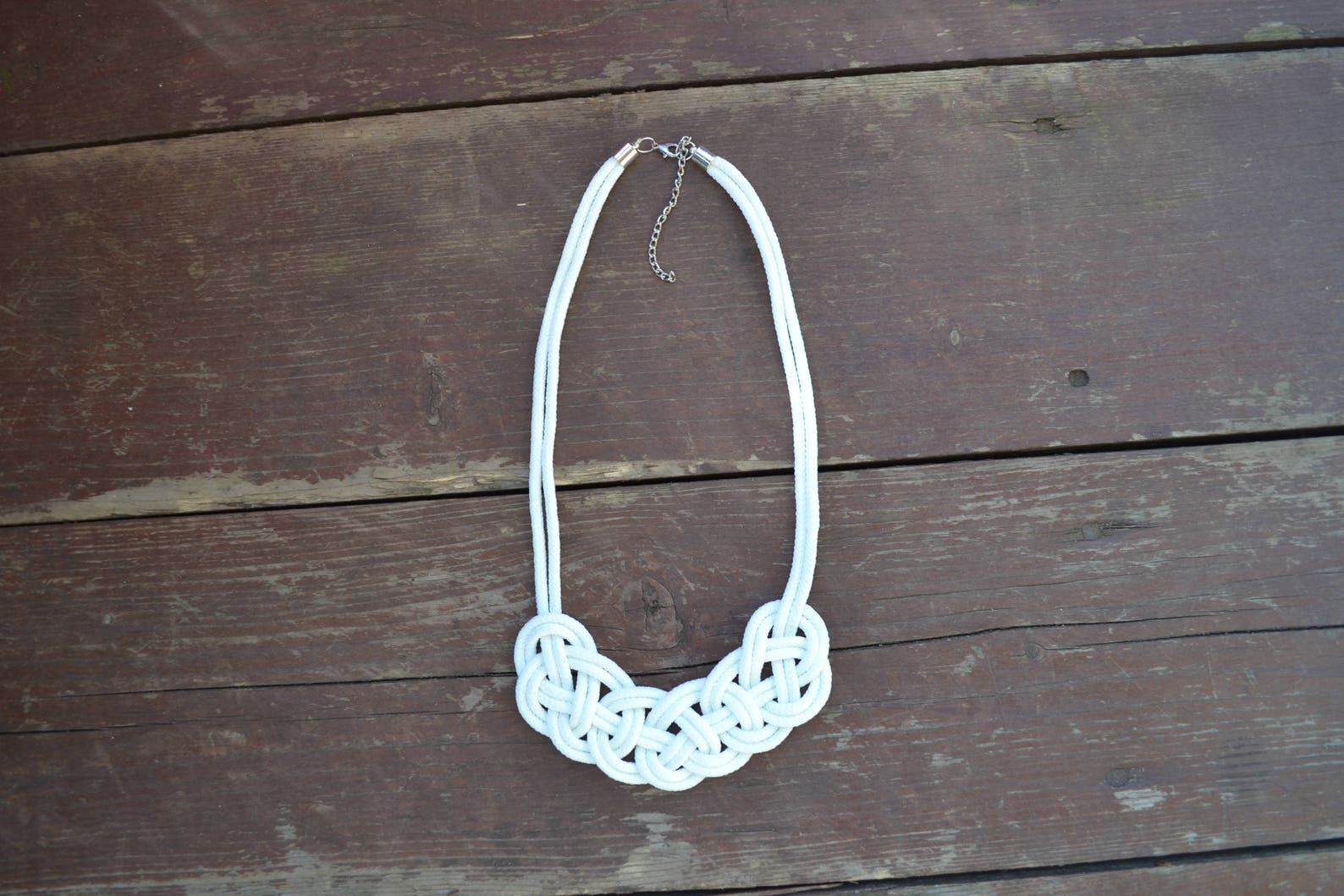 White Rope Necklace White Knot Necklace Bib Necklace - Etsy