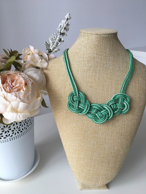 Rope Knotted Necklace Green Necklace Rope Necklace Knot | Etsy