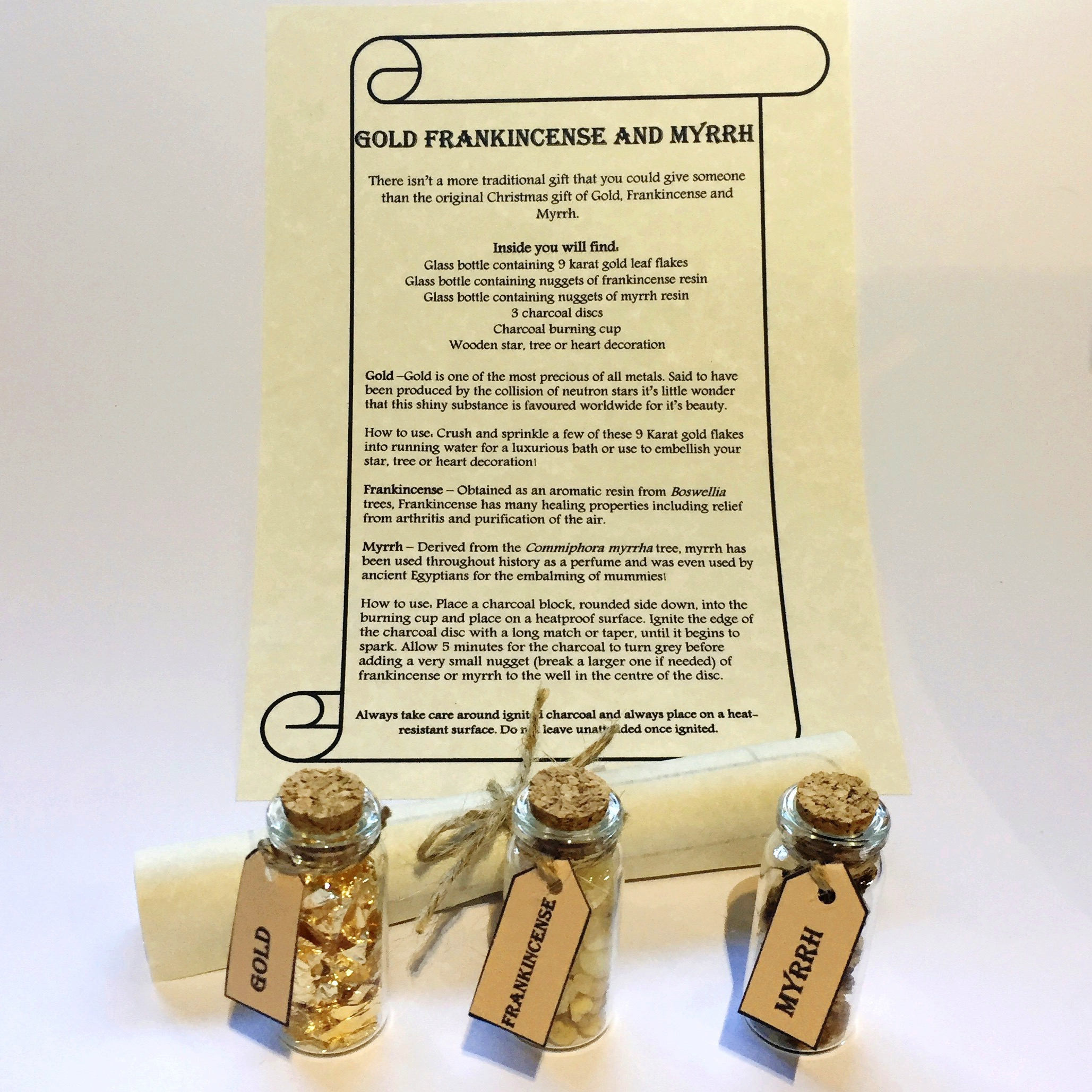 Gold Frankincense and Myrrh Christmas Gift Set, Frankincense Resin ...