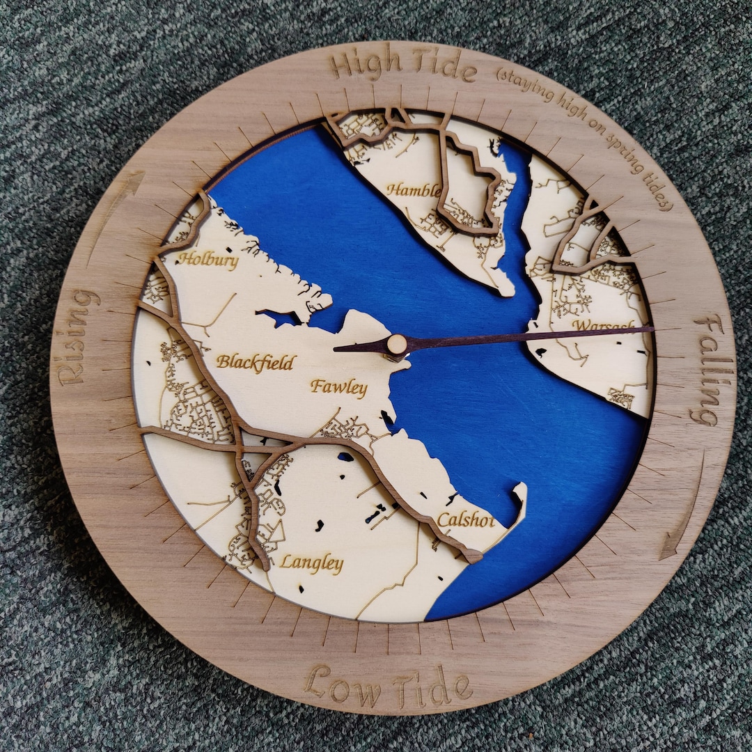 Wooden Tide Clock, Three Layer, With Map of Any Location - Etsy
