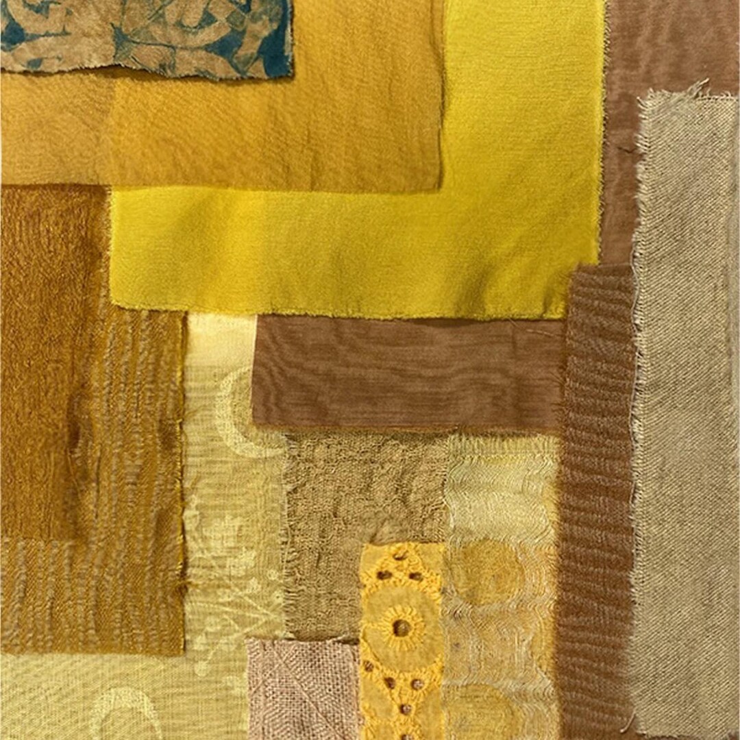 Yellow Plant-dyed Fabric Scraps: Patchwork Quilting Set, Natural Linen ...