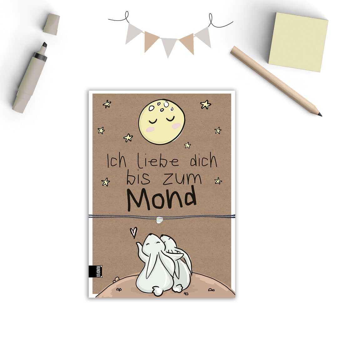 I Love You to the Moon - Gift Card With Bunny, Saying, and Moonstone ...