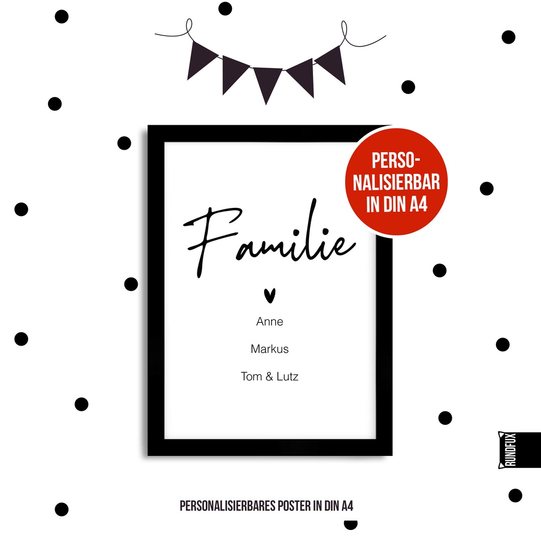 Poster Family TYPO namen Der Familienmitglieder Personalisierbar ...