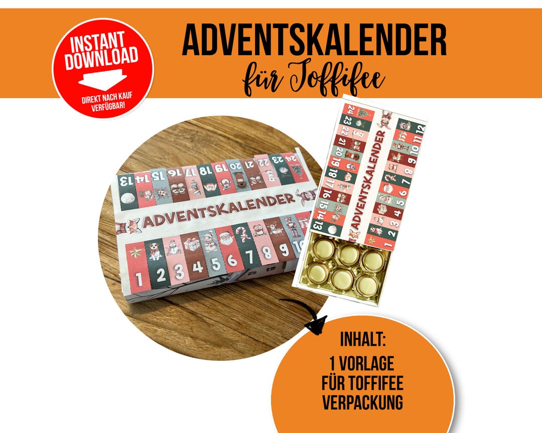 DIY Toffifee Advent Calendar | Printable PDF With 24 Tear-off Slips ...