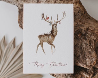 Deer Christmas Card | Etsy