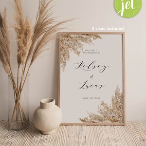 Printable Welcome Sign, Boho Welcome Sign, Wedding Welcome Sign, Pampas ...