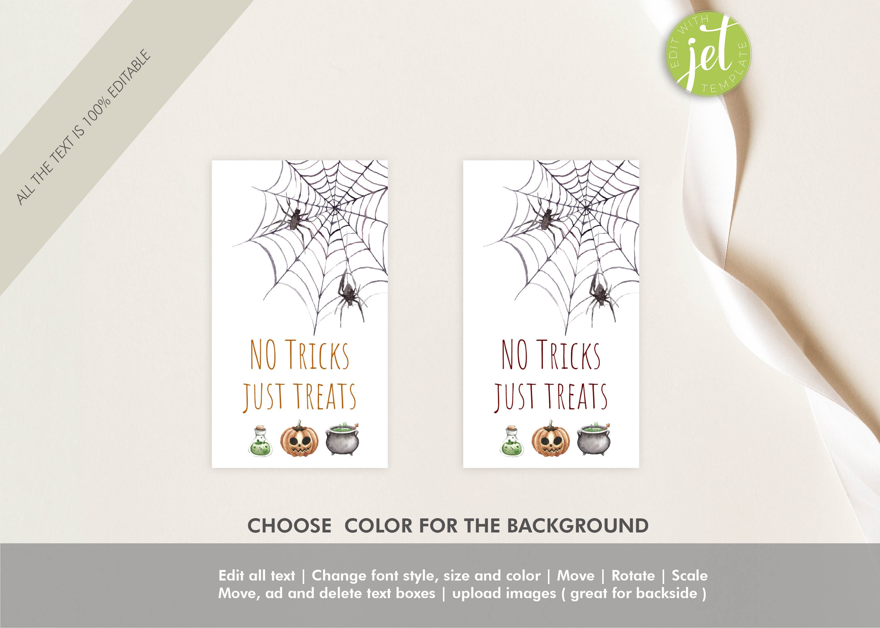 Halloween Favor Tag Printable, Spider Gift Tags, Trick or Treat Favor ...