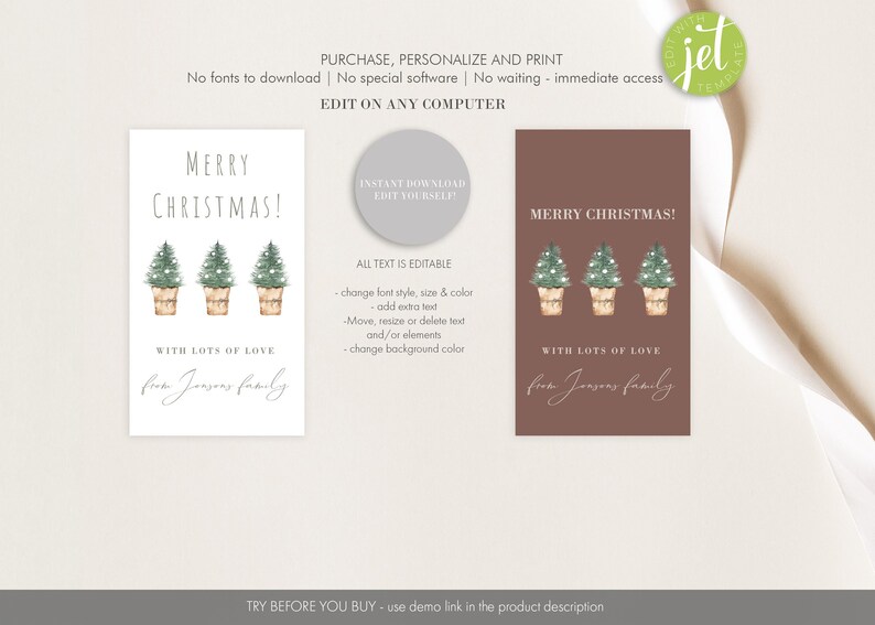 Printable Christmas Tree Tags Christmas Gift Tags Editable - Etsy