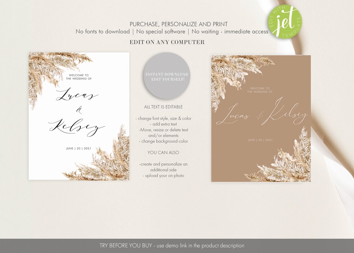 Printable Welcome Sign Boho Welcome Sign Wedding Welcome - Etsy