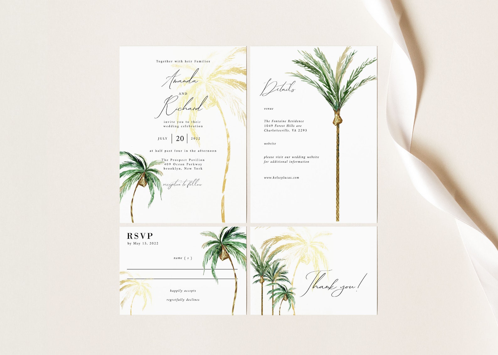 Palm Tree Wedding Invitation Template, Tropical Wedding Invitation ...