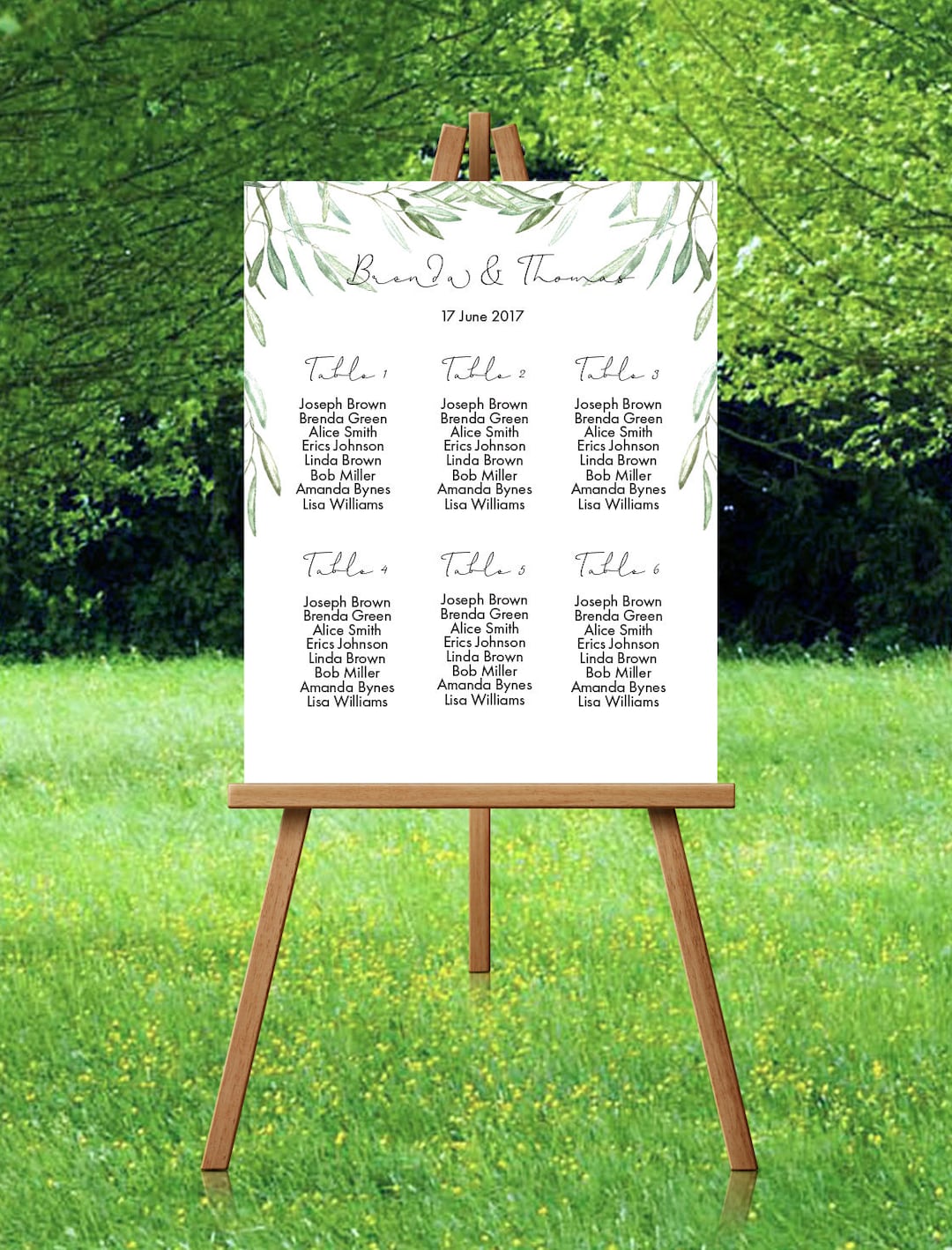 Rustic Wedding Seating Chart, Printable Seating Plan, Printable Wedding ...
