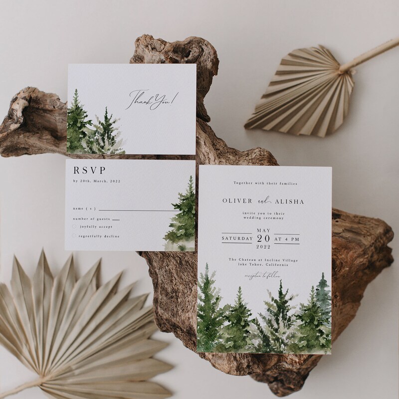 Pine Tree Invitation - Etsy