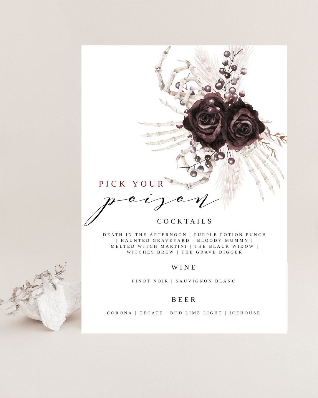 Halloween Bar Menu Template, Boho Printable Cocktail Menu Template ...