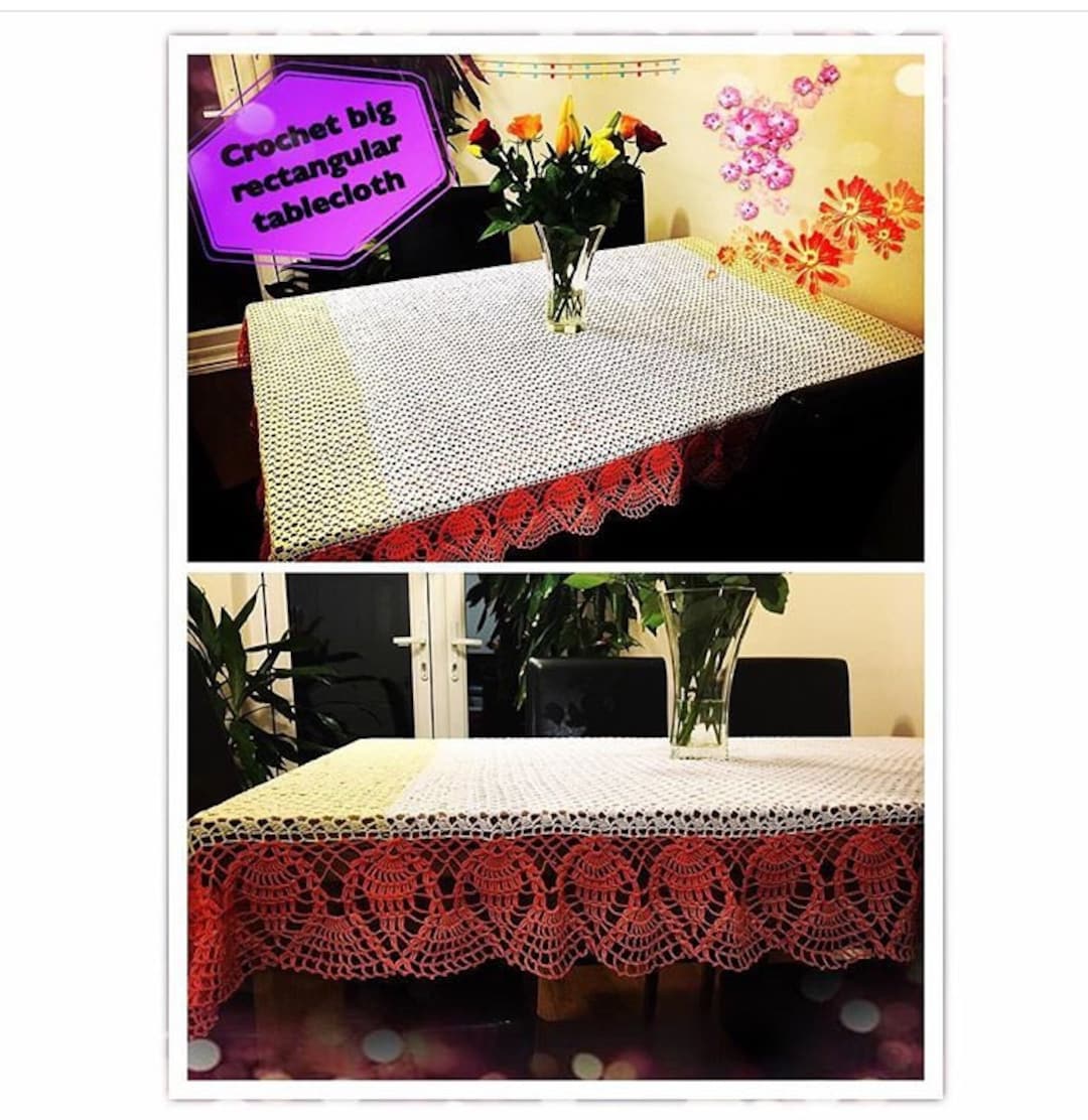 Crochet Written Pattern - Big Rectangle Tablecloth - Etsy