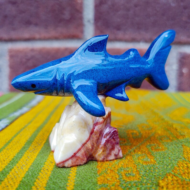 Colorful Hand Carved Sharks on Onyx and Marble/ Dye Painted | Etsy