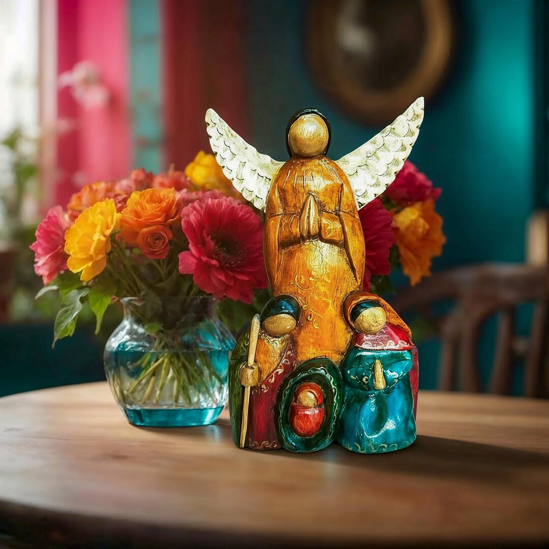 Traditional Style Nativity W/ a Guardian Angel | Collector Nativity ...