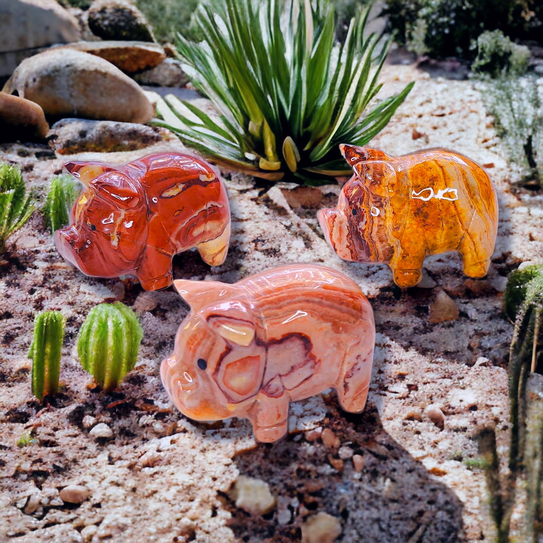 Natural Onyx Crystal Carved Pigs Stone Pig Pig Collectible Figurines ...
