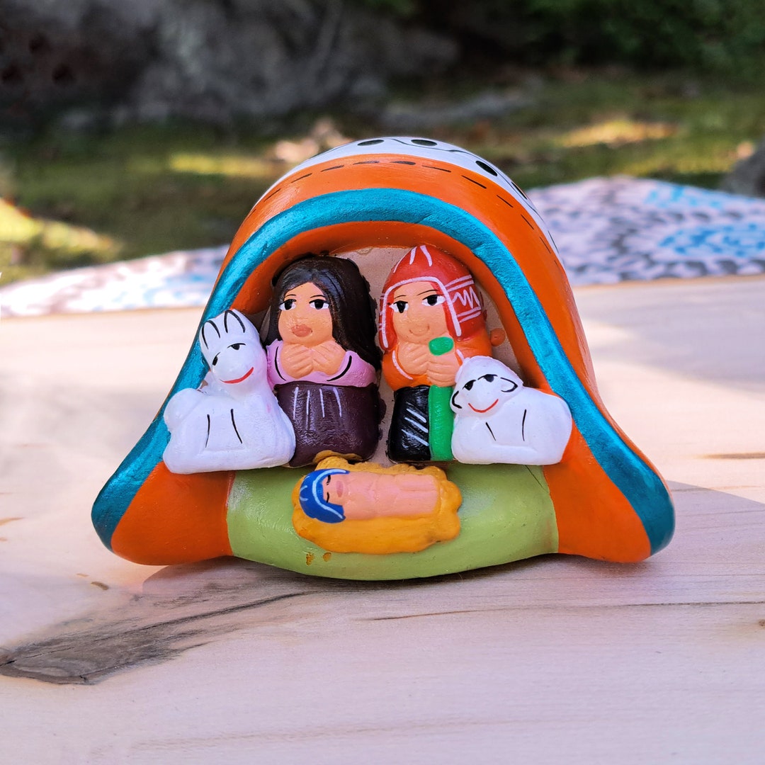 Little Indigenous Hut Nativity Unique South American Creche Collectible ...