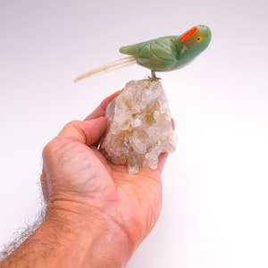 Gemstone Bird - Rainforest Parrot | Crystal Bird Sculpture on Top of a ...