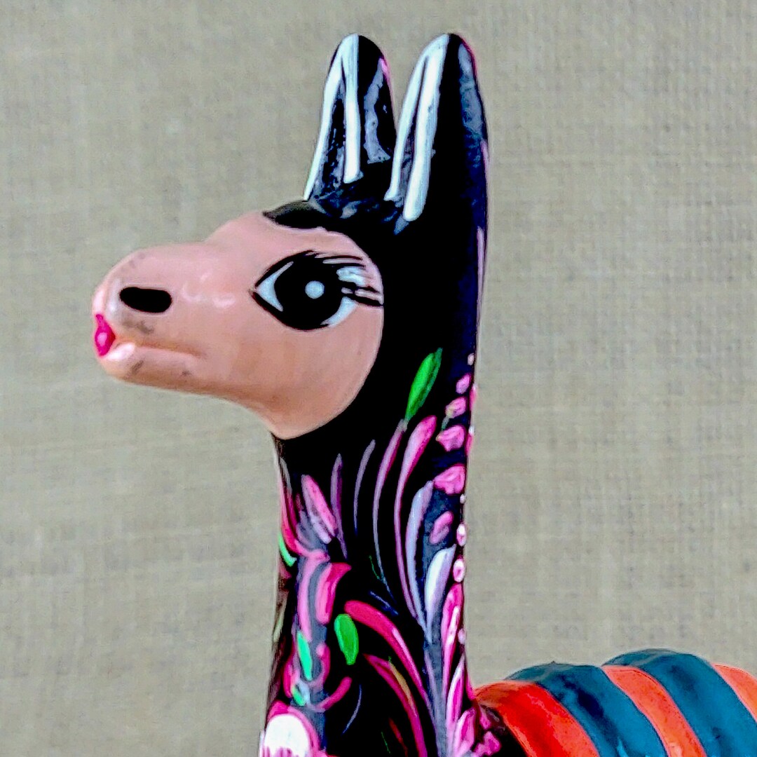 Multicolor Llama Ceramic Figurine | Hand Painted Alpaca in Ceramic ...