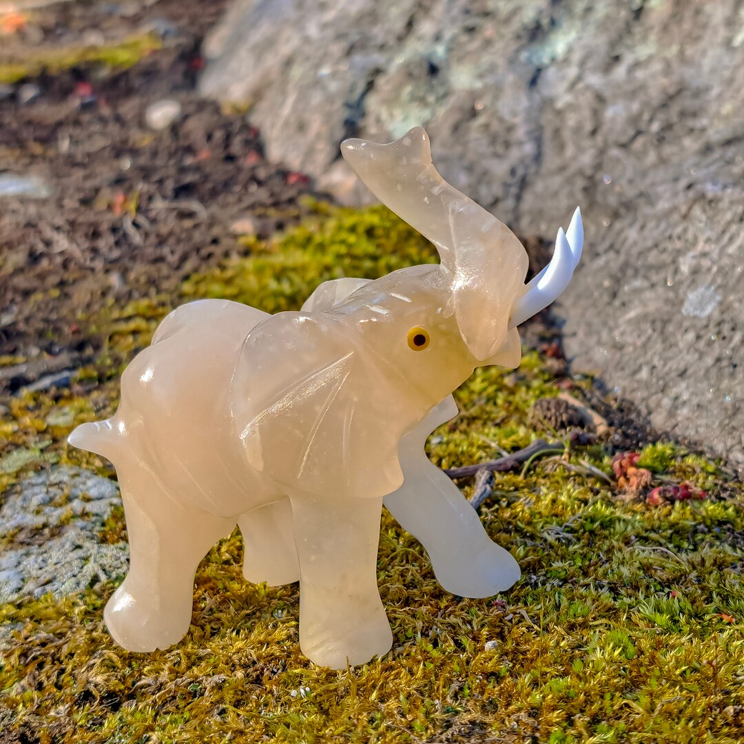 Genuine Calcite Chrystal Elephant | Smoky Calcite Carved Elephant ...