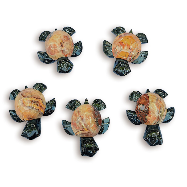Hand Carved Gemstone Sea Turtle: Marble & Onyx Figurine - Etsy