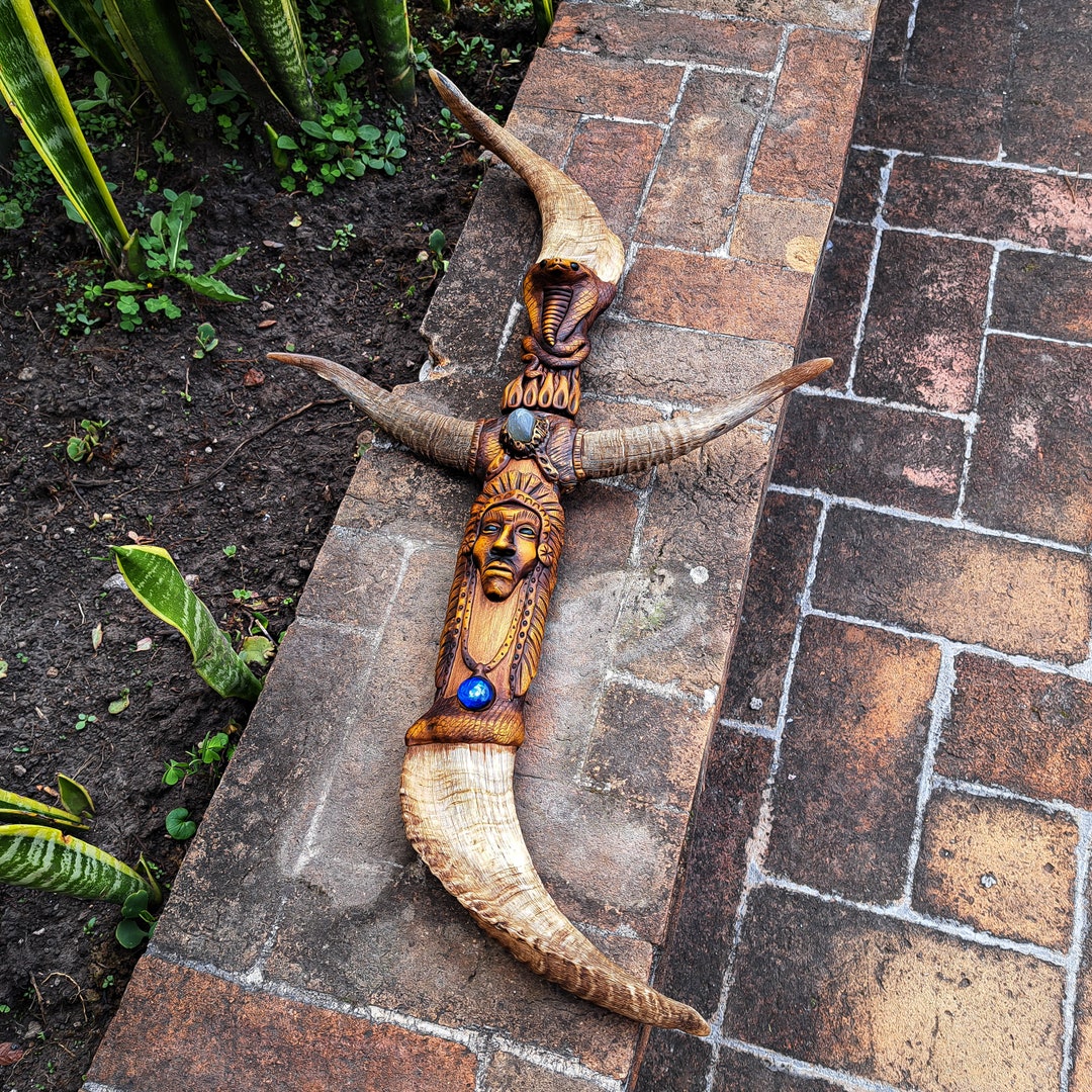 Inca Ceremonial Knife With Rare Horn Accents and Gemstone - Etsy
