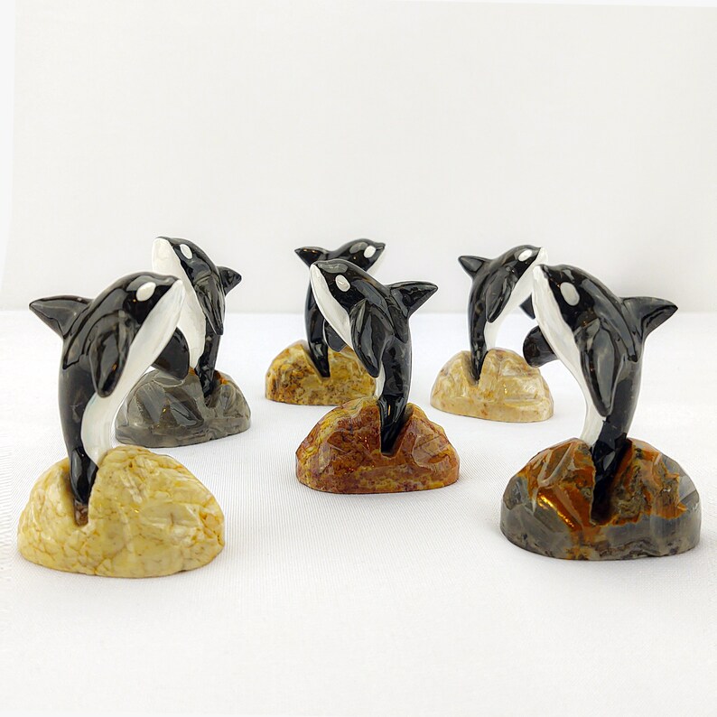 Stone Carved Orca Whale Onyx and Marble Orca Figurine | Etsy