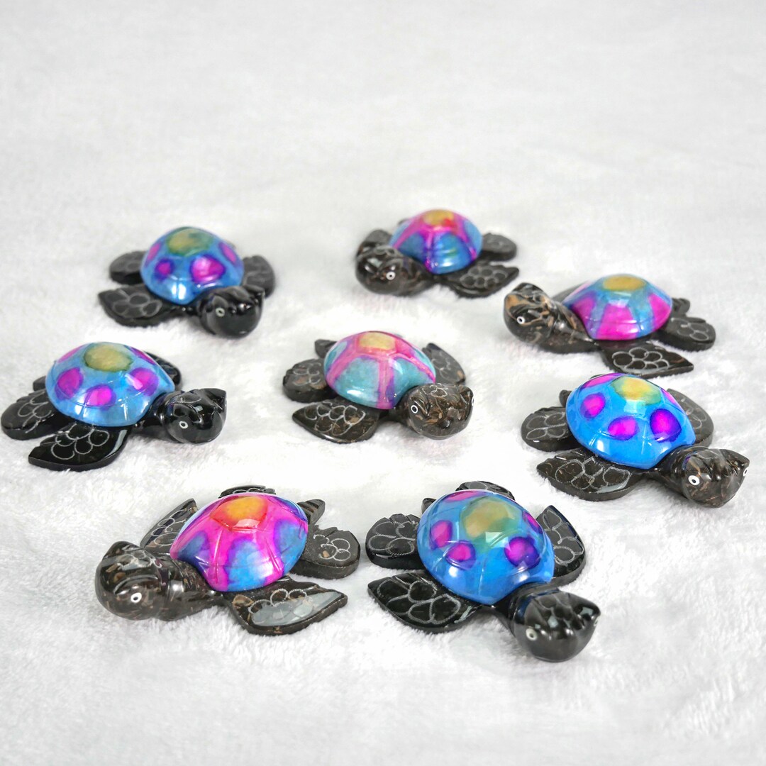 Hand Carved Sea Turtle | Multicolor Gemstone Turtles | Collectibles Sea ...