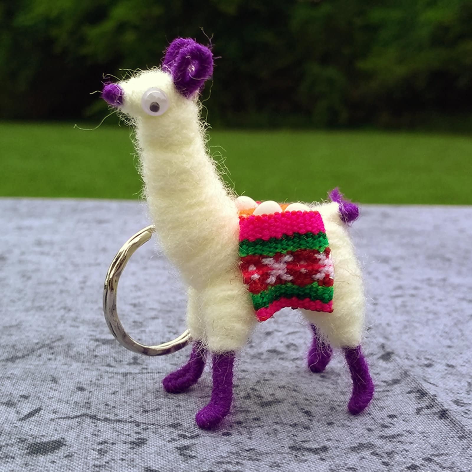 Alpaca Fiber Llama Keychain: Peruvian Woven Pouches & Wiggly Eyes - Etsy