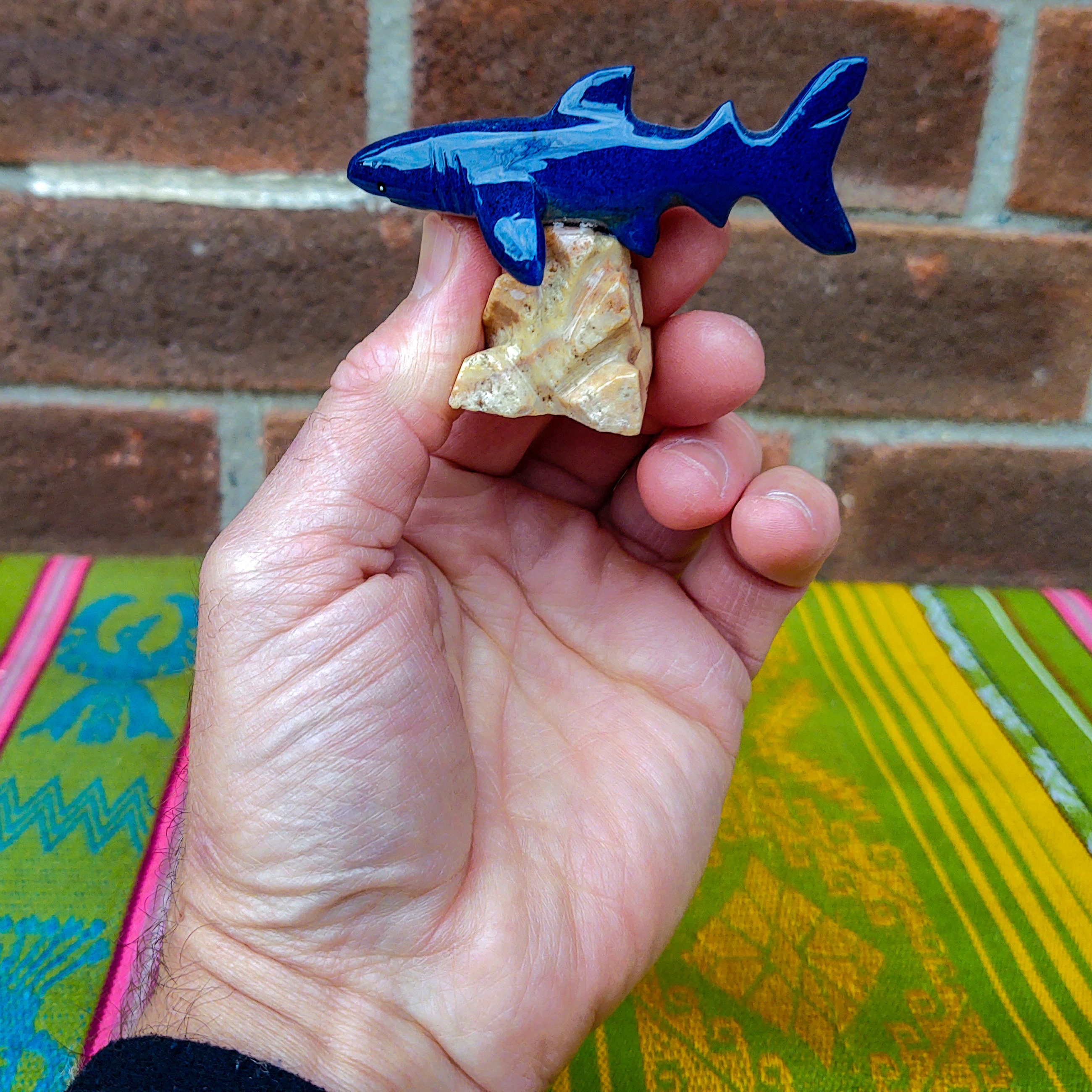 Colorful Hand Carved Sharks on Onyx and Marble/ Dye Painted | Etsy