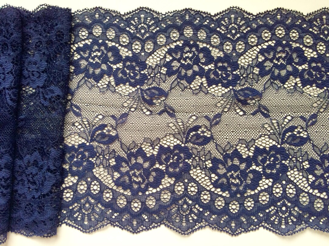 The Lace Co. Beautiful Navy Blue Soft Clipped Galloon Lace 7.5" / 19 Cm ...