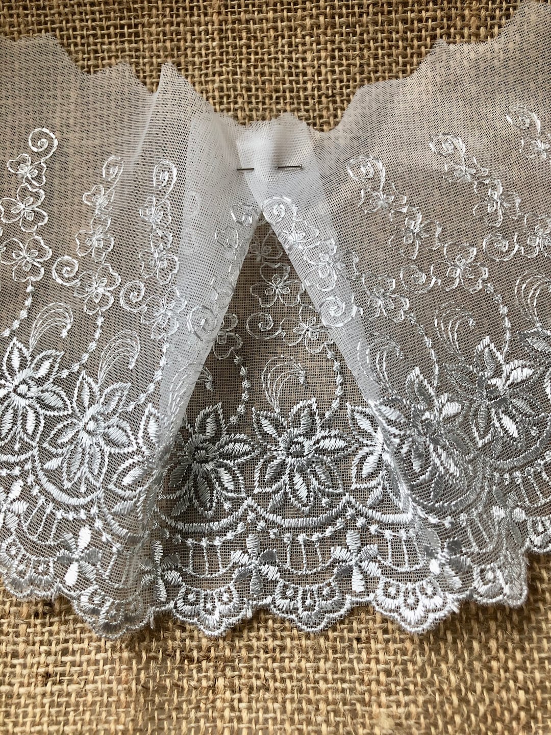 The Lace Co. Delicate Silver Grey Embroidered Voile Lace Trim 15 Cm/6 ...