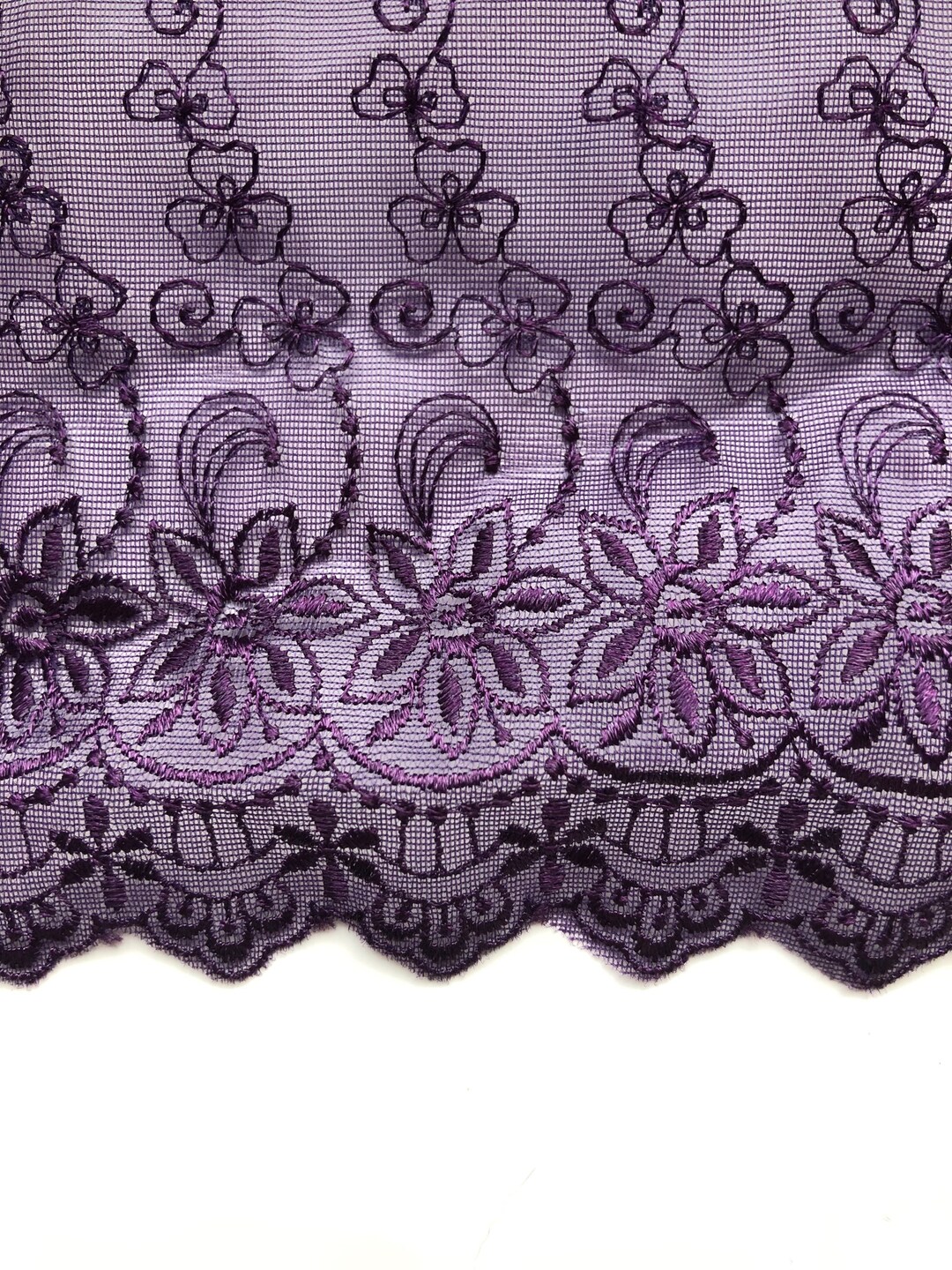 The Lace Co. Delicate Purple Embroidered Tulle Lace Trim 15 Cm/6" - Etsy
