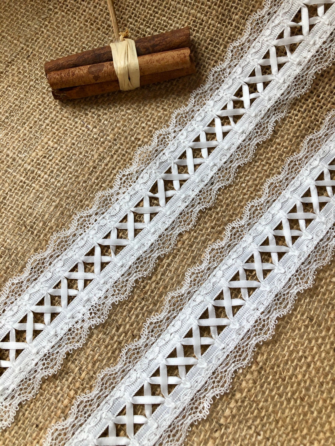 The Lace Co. Ivory Ribbon Lacing & Lace Trimming. 2"/5 Cm - Etsy
