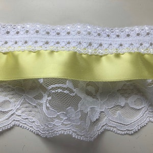 The Lace Co. Gorgeous White & Lemon 3 Tier Gathered Frilled Lace With ...