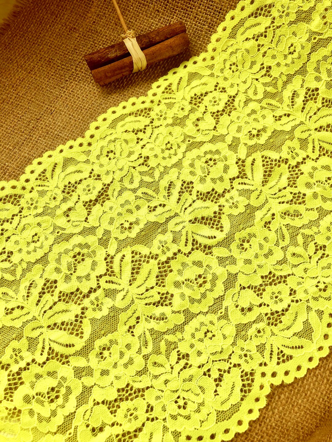 The Lace Co. Bright Yellow Stretch Scalloped Lace 24 Cm/9.5 Wide. - Etsy