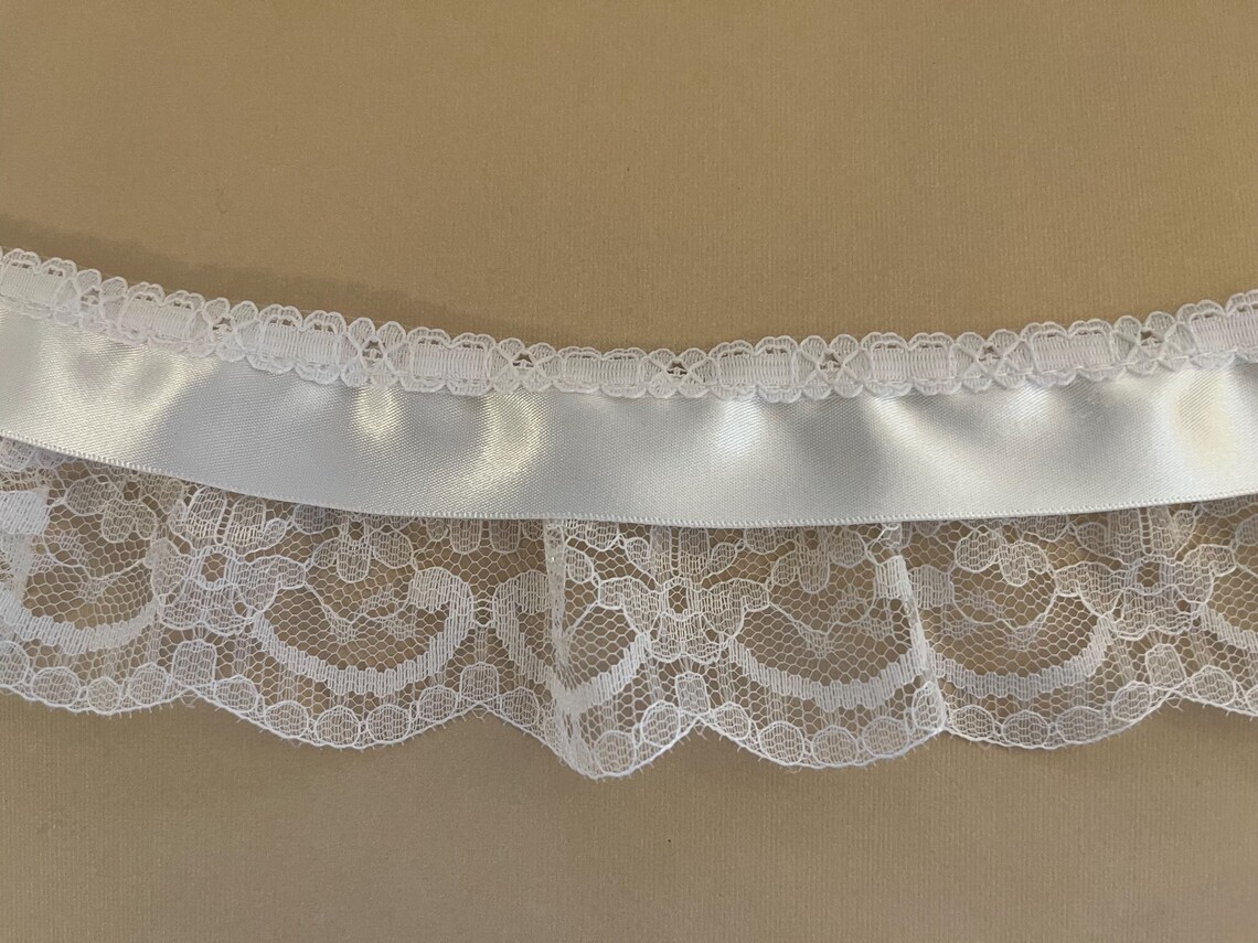The Lace Co. Gorgeous White 3 Tier Gathered Frilled Lace With Satin ...