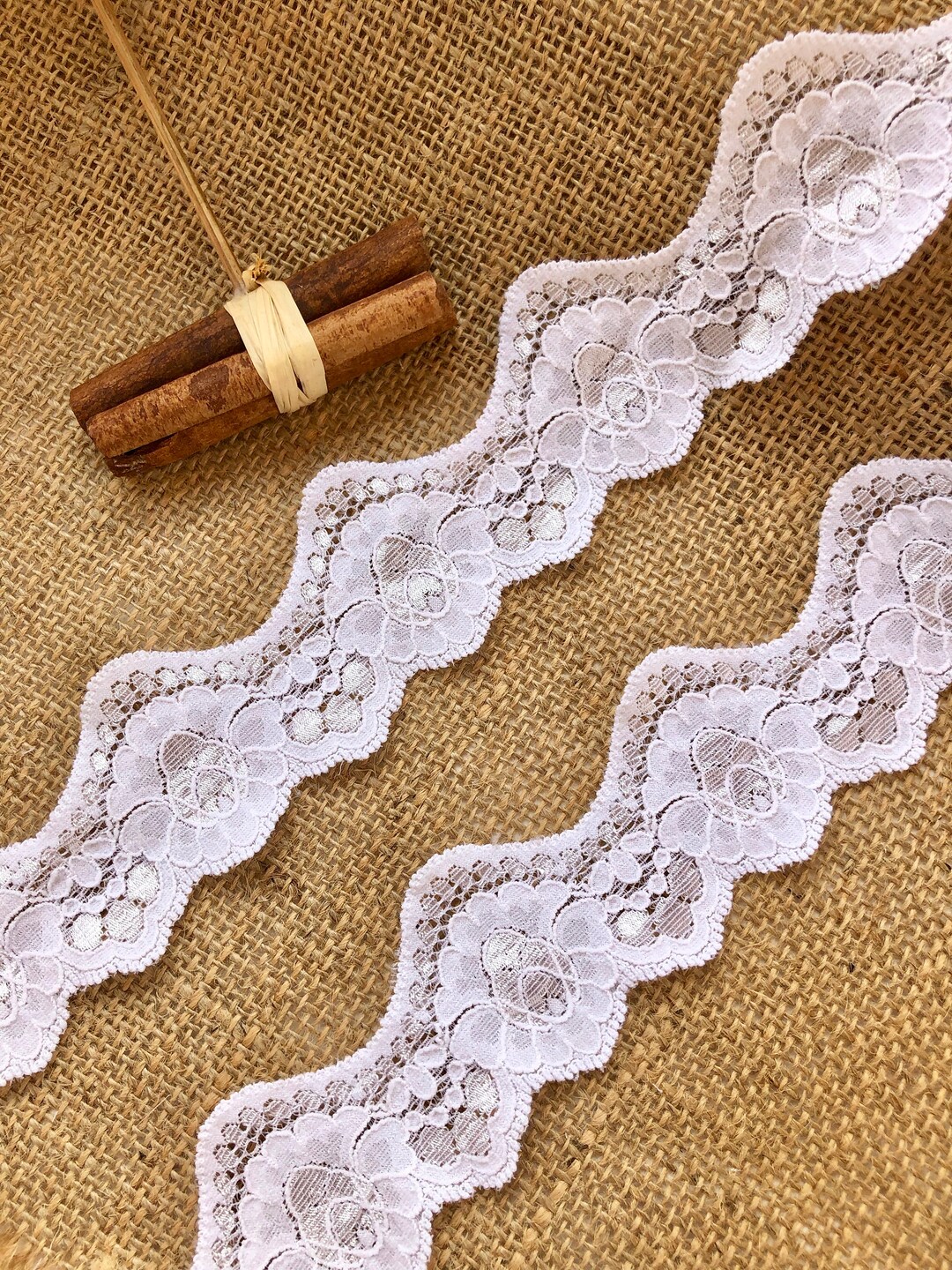 The Lace Co. White Soft Stretch Cut-out Lace Trim 5 Cm/2" (1 X 3 M) - Etsy