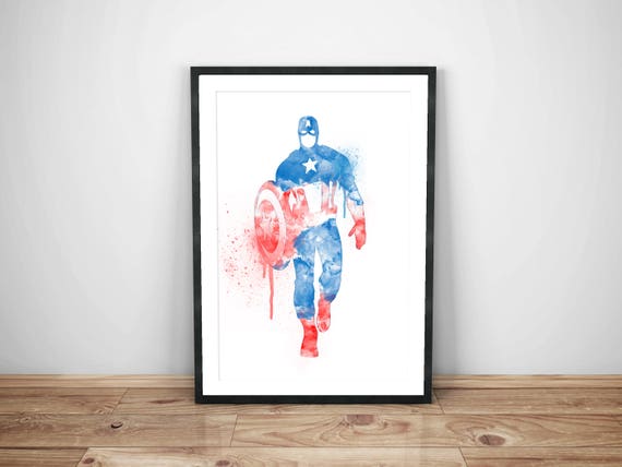 Captain america captain america print superhero print | Etsy