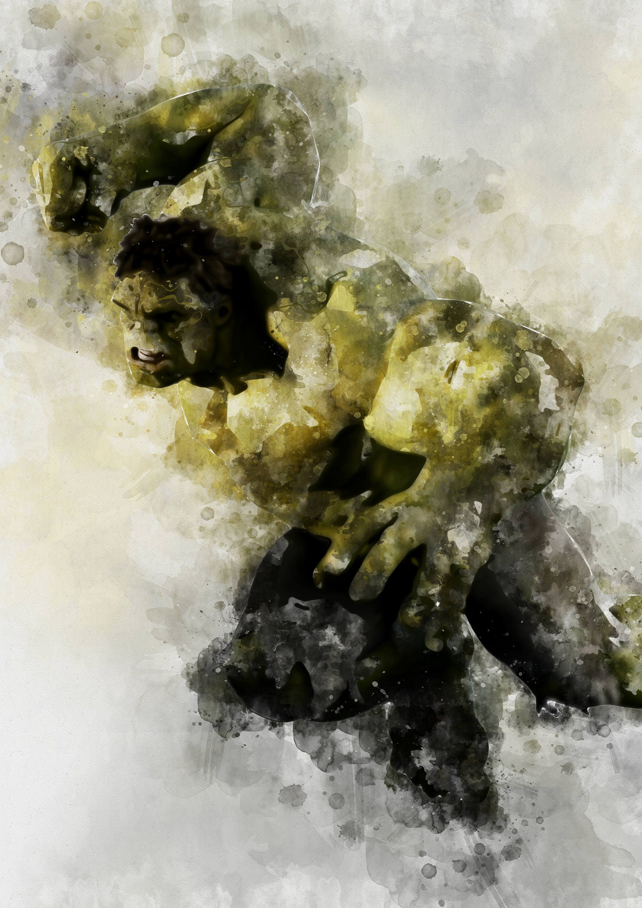 Instant Digital Download Hulk Watercolor Print Marvel Poster - Etsy