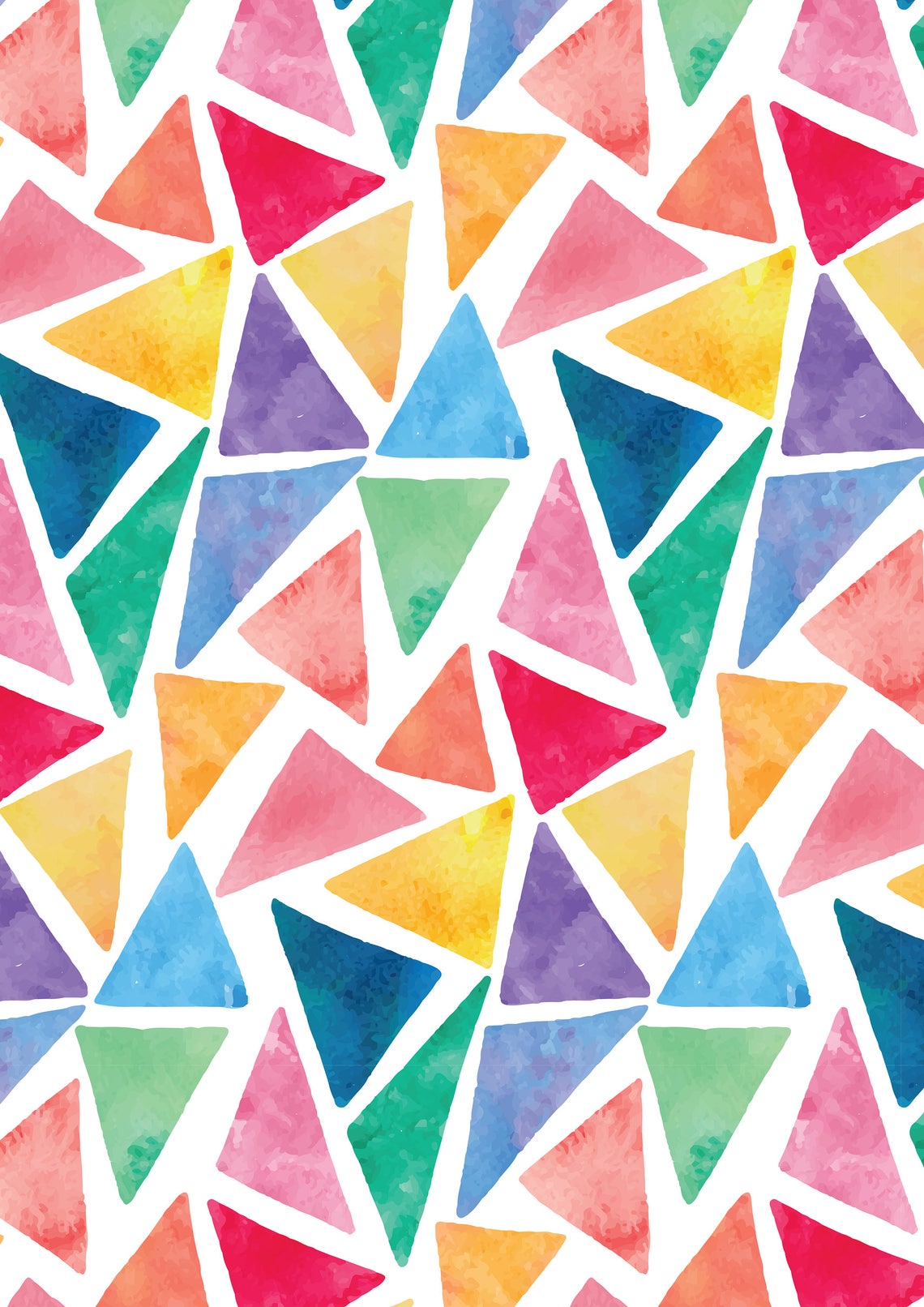 Arte mural, triángulos de colores, acuarela, conjunto de impresión ...