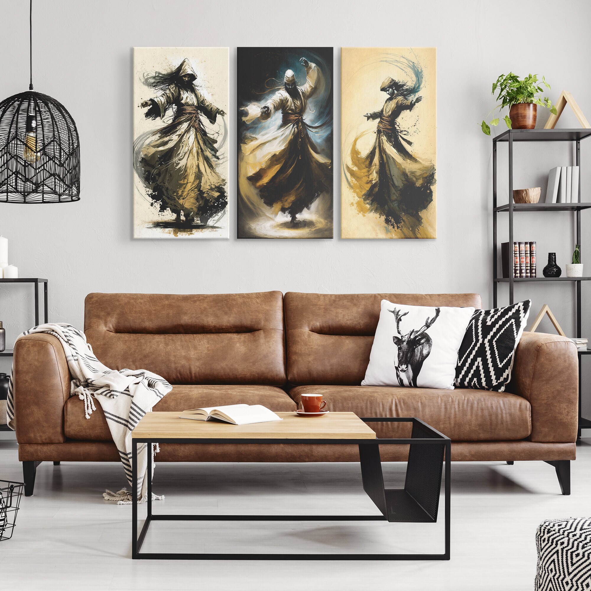 Whirling Dervish, Tryptic Wall Art, Islamic Art, Abstract Art AI ...