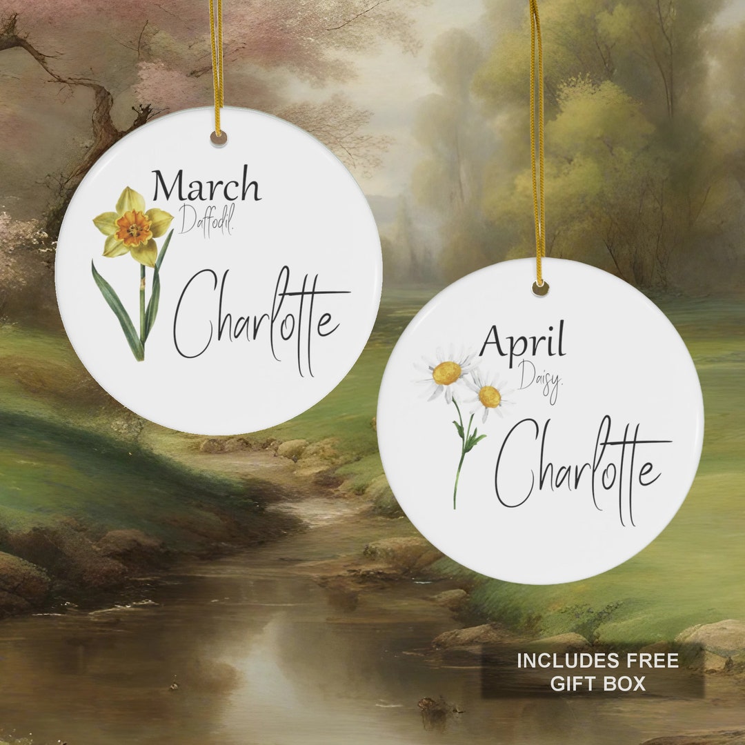 Birth Month Flower Ornament, Birth Flower Name, Personalized Birthday ...