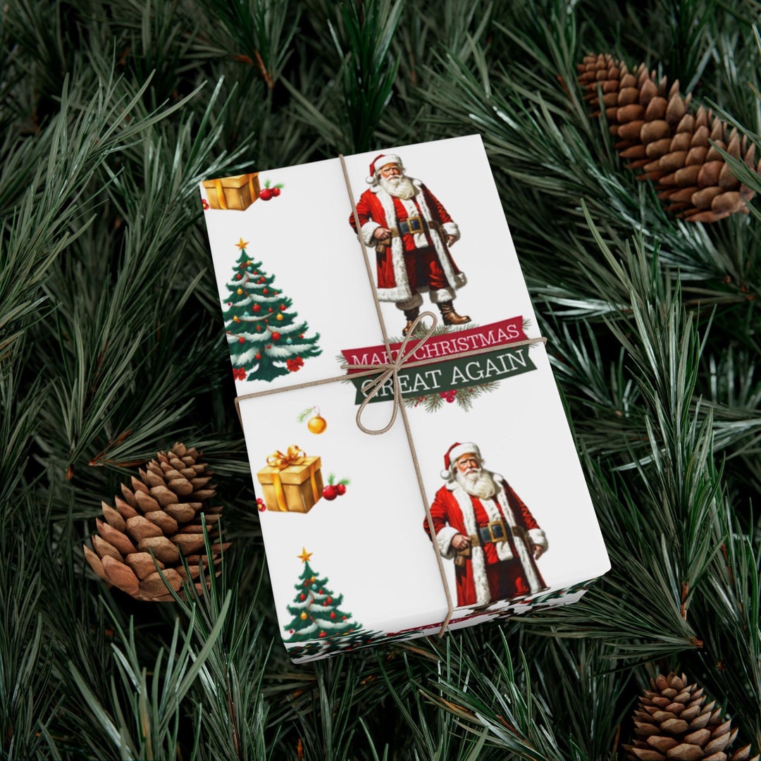 Trump Christmas Gift Wrap Paper, Make Christmas Great Again, Xmas ...